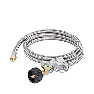 GasSaf 6FT Propane Hose Regulator with Gauge,QCC1 Connection for Most LP Gas Grill, Heater and Fire Pit Table,3/8" Female Flare Nut