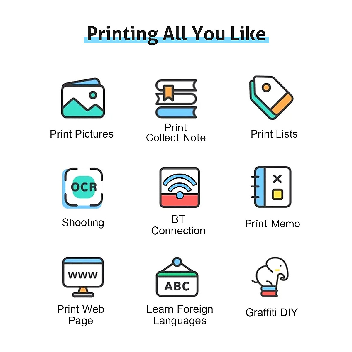 YDuupxe Mini Printer ABS Smart Pocket Thermal Picture Printer USB Photo Printer iOS (RBL-3)