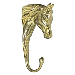 Intrepid International Solid Brass 3-D Horse Head Hook