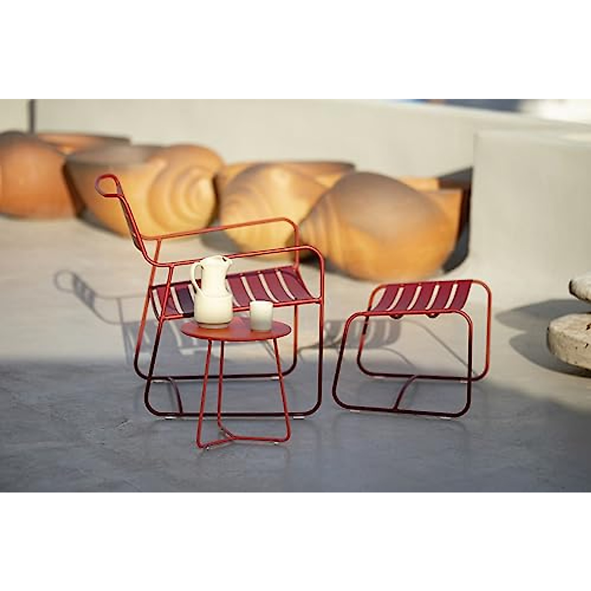 Fermob - Cocotte Occasional Table - Modern Steel Side Table for Playful Living Spaces - Lightweight & Moveable - H 13.5in - Acapulco Blue