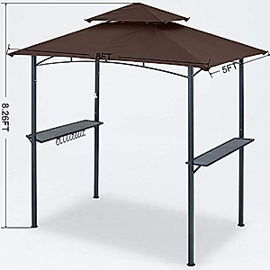 MASTERCANOPY  8 x 5 Grill Gazebo Outdoor BBQ Gazebo Canopy with 2 LED Lights (Brown)