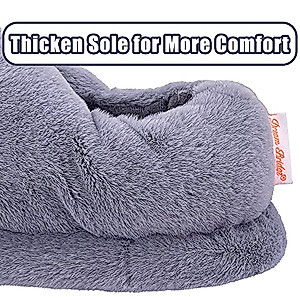 Dream Bridge Boys Girls Kids Plush Slippers Unicorn Dinosaur Puppy Shoes Unisex Fluffy Warm Plush Fleece Cute Slip on Daycare House Bedroom Non Slip Shoes Grey Owl 4.5-5 Big Kid