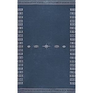 nuLOOM Arina Machine Washable Global Inspired Simplistic Tribal Area Rug, 5' x 8', Navy