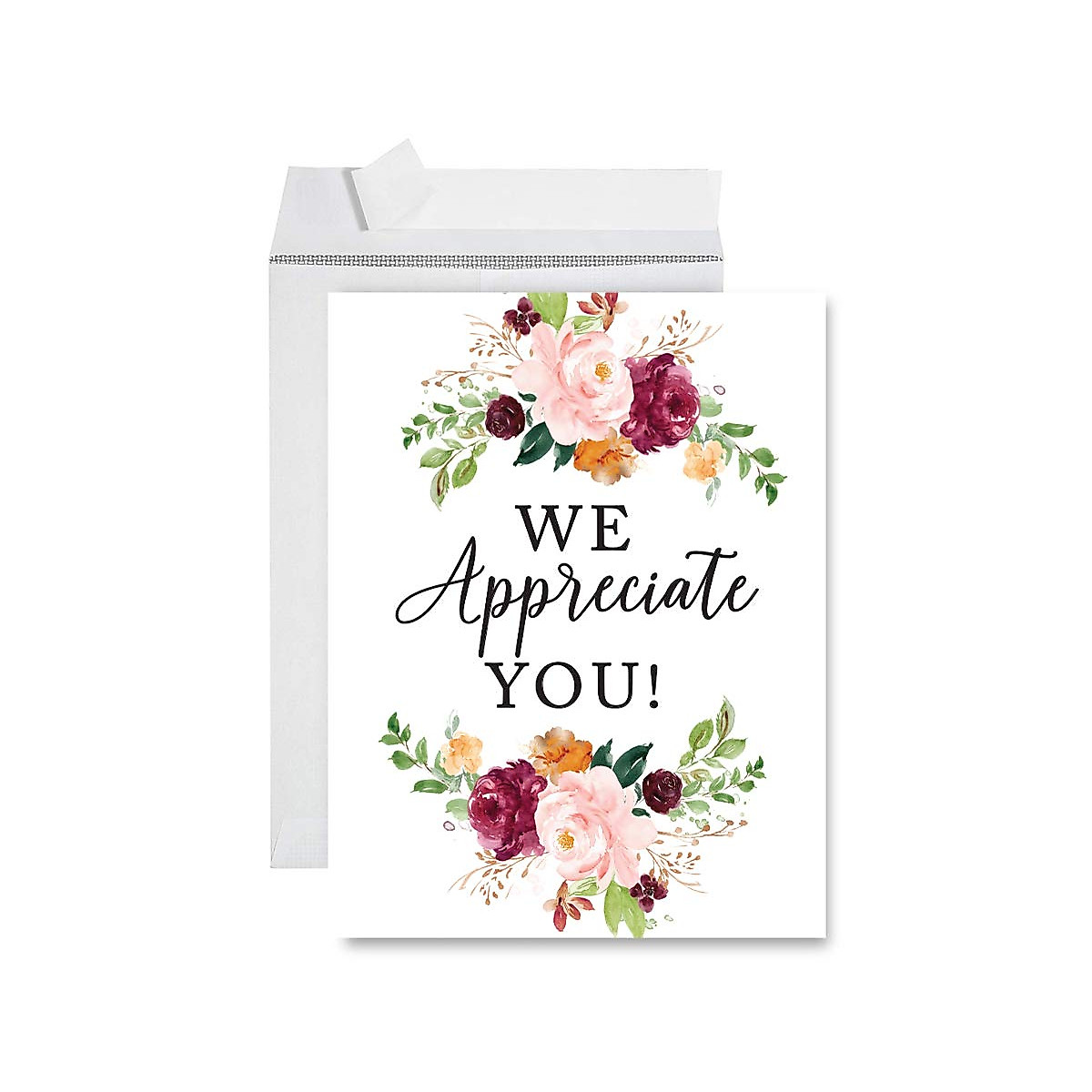 Andaz Press Thank You Jumbo Card, 8.5 x 11 inch, We Appreciate You, Blank Thank You Greeting Card with Envelope, Card for Doctors, Nurses, Essential Workers, Teachers, 1-Pack We Appreciate You Card