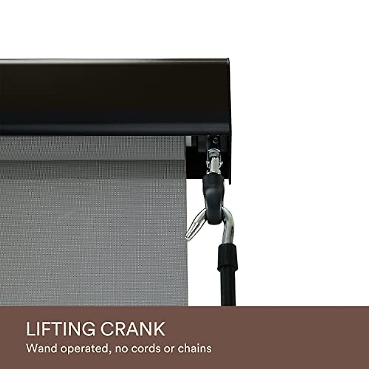 VICLLAX Premium Outdoor Roller Shade PVC Fabric Exterior Roller Shade Crank Operated with Aluminum Protective Valance(8' W X 8' L), Light Grey