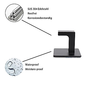Vanloory Bath Towel Hook,4 Pack Self Adhesive Square Coat Hooks, Sturdy No Drilling Robe Hook, Stainless Steel Heavy Duty Clothes Hanger, Wall Hooks for Bathroom Bedroom Kitchen (2 Inch,Black)