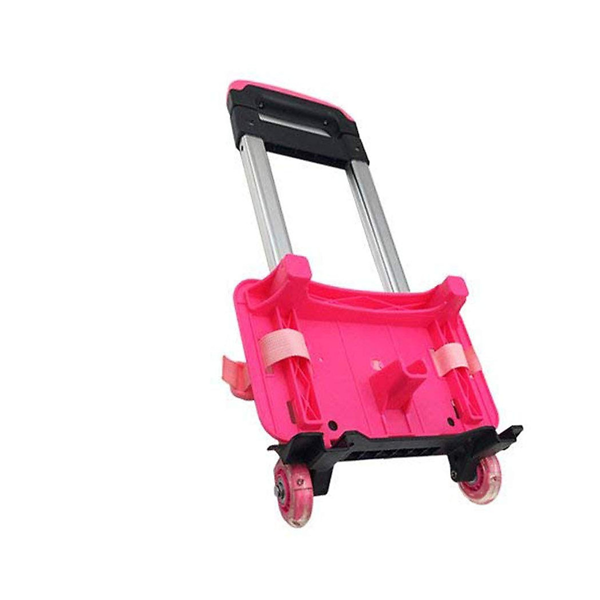 Backpack Hand Truck Wheeled Cart Trolley Hand Aluminium Alloy Folding Trolley Cart for Schoolbag/Backpack (Pink with Two Wheels)