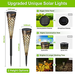 RECHOO Solar Garden Lights, 6 Pack Garden Decor Solar Outdoor Lights Decorative, Warm White & Cool White Garden Lights Solar Powered Waterproof, Outdoor Solar Lights for Yard Patio Backyard Decor