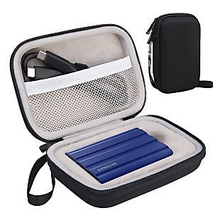 Lacdo Hard Carrying Case for Samsung T7 Shield / T7 / T7 Touch Portable Solid State Drives 500GB 1TB 2TB 4TB USB 3.2 External SSD Hard EVA Shockproof Storage Travel Bag, Black+Gray