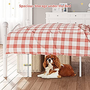 Amyove White Twin Metal Bed Frame with Heart Shaped Headboard and Footboard Solid Metal Platform Mattress Foundation Noise-Free Heavy Duty Bed Slats Support No Box Spring Needed, Easy Assembly