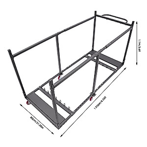 LIYUANJUN Folding Table Cart with Wheels, 33×75×39 Inch Table Trolley w/Handle Heavy Duty Panel Dolly for 8pcs Folding Round Tables or 12pcs Foldable Tables U-Shaped Rings, Black