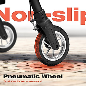 OasisSpace Pneumatic Tires Rollator Walker for Seniors - Heavy Duty Rollator Walker with Seat & Large Padded Backrest, All Terrain Rolling Walker 450lbs Height Adjustable