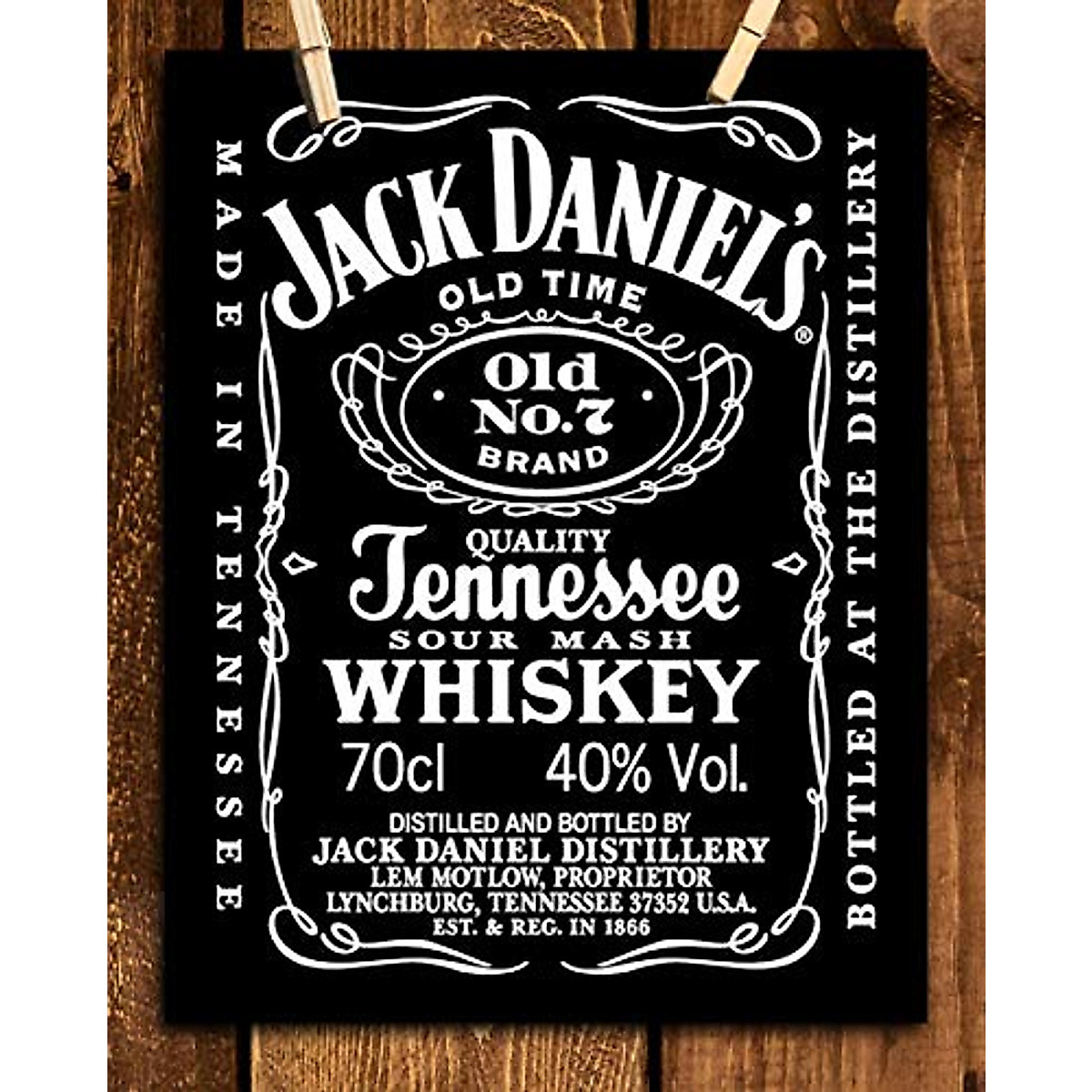 Jack Daniels Whiskey Label- Wall Art Sign- 8 x 10"- Genuine Replica Print-Ready to Frame. Home Décor- Dining Décor. A Must For Tennessee Bourbon Whiskey Fans. Perfect Addition To Man Cave- Dorm-Bar.