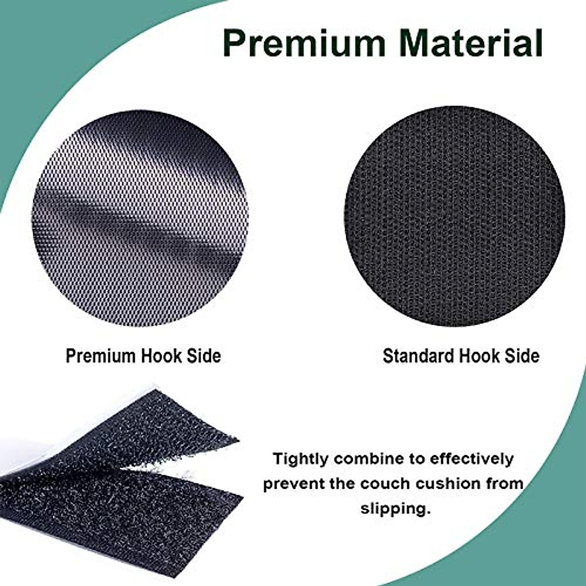 TEUVO Couch Cushion Non Slip Pads to Keep Couch Cushions from Sliding, Hook and Loop Tape with Adhesive for Smooth Surfaces, 2m Long and 11cm Wide