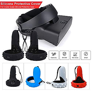 Protective Silicone Cover for Oculus Quest, VR Headset Gaming Controller Low-Profile Full Sensor Tracking Case Skin Set
