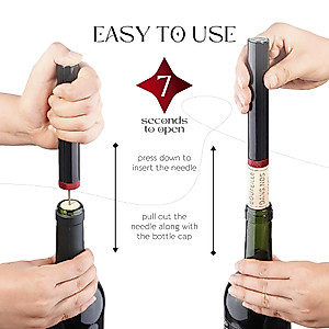 XALVA Air Pump Wine Opener - Travel Portable Air Pressure Wine Bottle Opener - Easy-Open Air Pressure Wine Opener Pump - Gifts for Wine Lovers - Efficient Wine Pump Opener for Home, Restaurant & Party