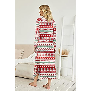 Ekouaer Women's Nightgown V-Neck Loungewear Long Sleeve Sleepwear Full Length Nightgown for Women S-4XL