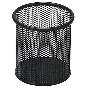 Black Pen Holder Cup for Desk, Pencil Cup Holder, Black Wire Mesh Pen Cup for Desk Office Pen Organizer
