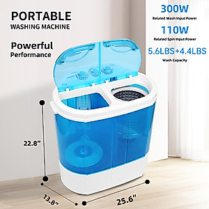 Portable Washer Mini Washing Machine 13lbs Twin Tub Portable Clothes Washing Machines for Laundry, Dorms, College, RV, Camping