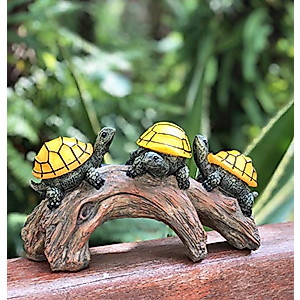 TIBLEN Solar Powered Turtles on Log Garden Decorations , Outdoor Accent Lighting LED Garden Light Decor