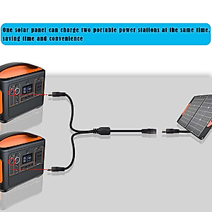 GINTOOYUN DC7909 Y Splitter Adapter Cable 14AWG DC 8mm 1 Female to 2 Male Power Cord for Portable Power Station, Solar Panel, Solar Power Bank,etc(60CM 2FT) Black