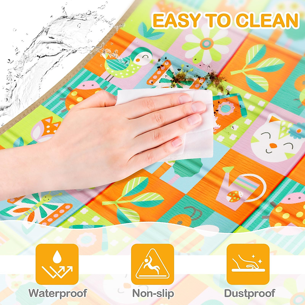 Baby Play Mat, 71" X 79" Baby Floor Mats for Floor, Tummy Time Mat, Waterproof Play Mats for Babies and Toddlers, 0.6" Playmat Crawling Mat, Extra Large Foldable Baby Gym Mat for Floor