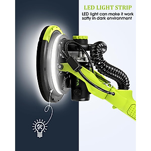 Drywall Sander, MYTOL 7.2A Electric Wall Sander with Vacuum Dust Collection, 6 Adjustable Speeds 900-1800RPM, LED Light, Extendable Handle, Foldable Electric Drywall Sanders 12Pcs Sanding discs-H21K3