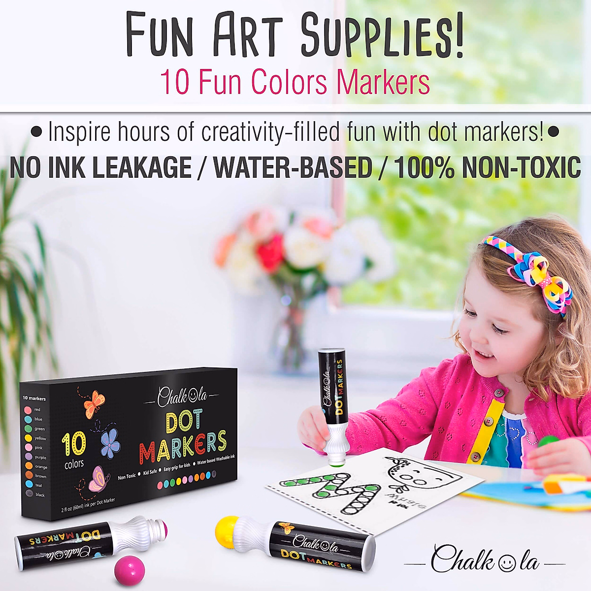 Chalkola Ultimate Bundle: 10 Dot Markers for kIds + 40 Acrylic Paint Markers (3mm)