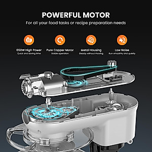 VIVOHOME 3 in 1 Multifunctional Stand Mixer with 6 Quart Stainless Steel Bowl, 650W 6 Speed Tilt-Head Meat Grinder, Juice Blender, Silver