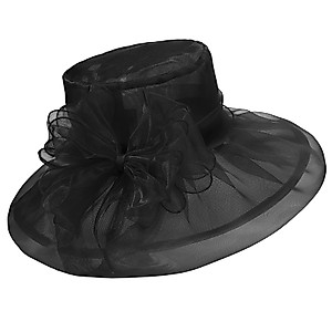 Komorebi Kentucky Derby Hats for Women Organza Fascinator Hats Tea Party Hats Bridal Church Wedding Headwear Black One Size