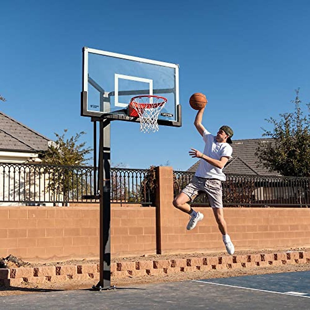 Lifetime 60" In-Ground Basketball Hoop, Mammoth Lift Adjustable Height, Tempered Glass Backboard Bolt Down System