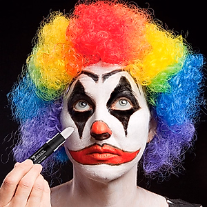 Go Ho 3 PCS Makeup Clown White Cream-Blendable Stick - Eye Black Sticks Face Body Paint Professional Halloween SFX Makeup,Safe Facepaint Nose&Lip Smacking for Sports Festival Makeup(White+Black+Red)