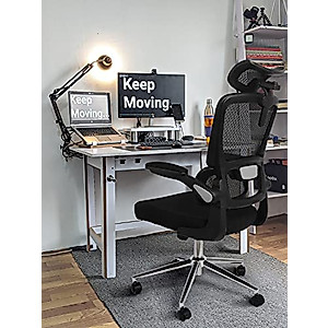 Mesh Ergonomic Office Chair with Flip Up Arms High Back Desk Chair -High Adjustable Headrest with Flip-Up Arms, Tilt Function, Lumbar Support Swivel Computer Chair Task Chair,Executive Chair, Black