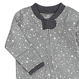 HonestBaby Sleep and Play Footed Pajamas One-Piece Sleeper Jumpsuit Zip-front PJs Organic Cotton for Baby Boys, Unisex, Twinkle Star, 3-6 Months