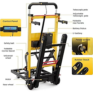 Electric Stair Climbing Dolly, 440lbs Load Capacity, Foldable Electric Stair Climbing Hand Trucks with 6 Wheels, Powered Stair Climber Dolly Cart for Warehouse Logistics Distribution