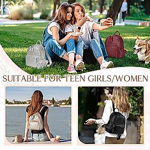 VASCHY Mini Backpack Purse, Cute Faux Leather Small Backpack Purse for Women with Double Compartment Black