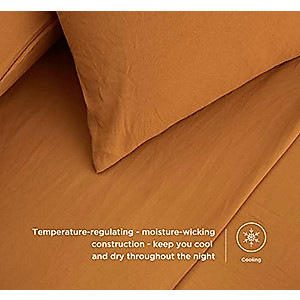Chezmoi Collection Soft Washed Queen Bed Sheet Set - 4-Piece Brushed Microfiber Wrinkle & Fade Resistant 14-Inches Deep Pocket Sheets & Pillowcases Set - Queen, Spice