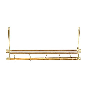 Deco 79 Wood 1 Shelf and 5 Hangers Wall Hook, 23" x 6" x 14", Gold