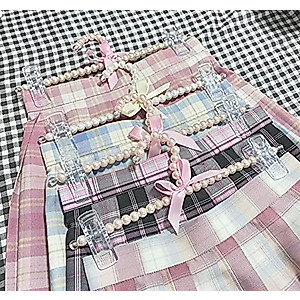 WellieSTR White Faux Pearl Bow Pants Hangers with Clips 10 Pack, Pants Hanger, Jeans/Skirt Hanger, Clip Hanger for Pant, Skirts, Slacks, Bottoms Hangers