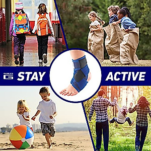 Neo-G Ankle Brace for Kids - Support For Juvenile Arthritis Relief, Joint Pain, Ankle Injuries, Gymnastics, Basketball, Volleyball - Adjustable Compression - Class 1 Medical Device - 1 Size - Blue