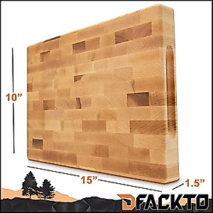 DFACKTO Premium Canadian Maple Chopping Board, End Grain Wood Butcher Block Reversible, 15-inch x 10-inch x 1.5-inch