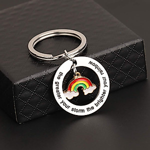 CHOORO The Greater Your Storm The Brighter Your Rainbow Encouragement Keychain Keep Going Gift (Key Chain)