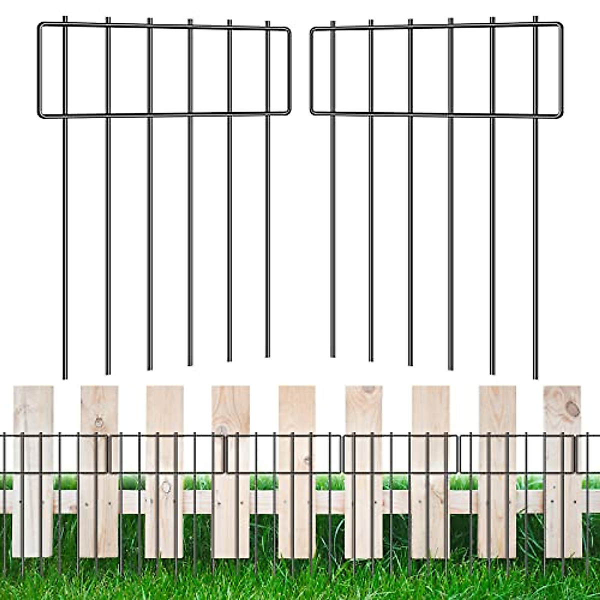 6 Pack Animal Barrier Fence,17 in(H) X 6.5 Ft(L) Decorative Garden Fence,No Dig Rustproof Metal Wire Garden Fencing Border,Flower Bed Fencing,Dog Rabbits Defence Fence,T Shape