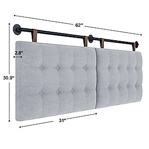 HouseMila Headboards for Queen Size Bed, Wall Mounted Headboard with Fine Linen Upholstery and Button Tufting, Adjustable Heigh Headboard for Bedroom(Queen,Grey)