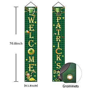 St. Patrick's Day Shamrock Porch Sign, Hanging Welcome Banner, St. Patrick's Day Decorations Outdoor Indoor, Home Party Hanging and Wall Decoration