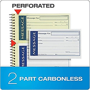 TOPS Adams Write 'N Stick Spiral Message Pad, 200 Carbonless Duplicate Sets Per Pad, 5.25 x 11 Inches, White/Yellow (SC1153WS) 4 PACK