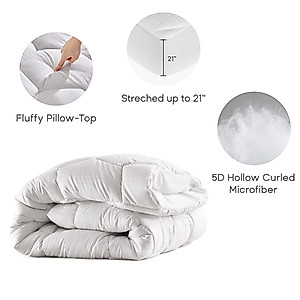 SONIVECotton Mattress Pad, Twin Bedding Cover Quilted Fitted Mattress Protector 8-21" Deep Poket, Breathable Cooling Down Alternative Fill Mattress Topper White,Twin Size