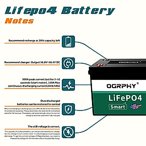 OGRPHY 48V 100AH LiFePO4 Battery with Bluetooth, 5.12kWh Grade A Cells Lithium Battery with 500A Peak Current, Up to 5000+ Deep Cycles Battery for Golf Cart, Solar, RV and Off Grid Applications