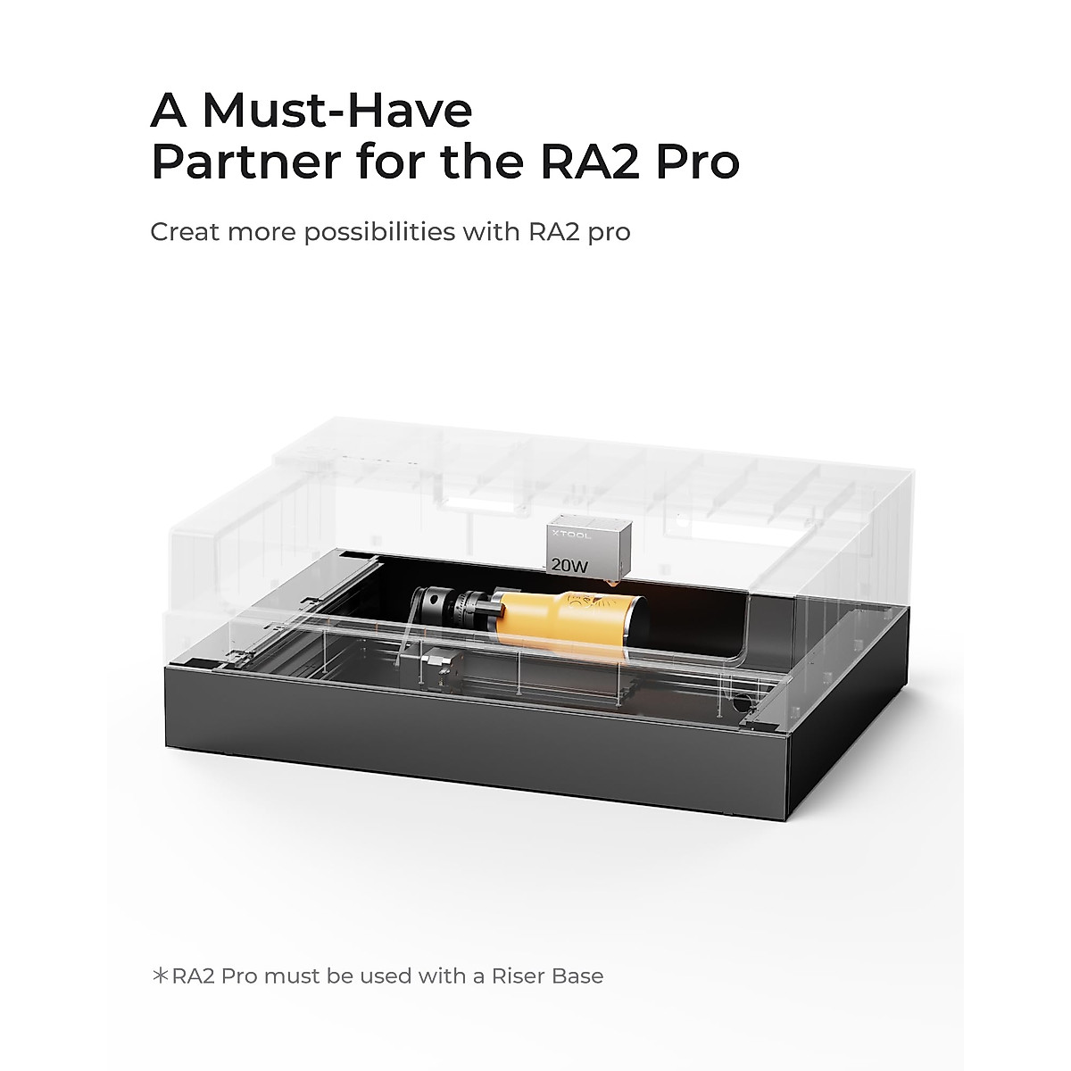 xTool S1 Riser Base Accessory for xTool S1 Machine, Engrave Thick Objects up to 5.3'' Height, Support to Use RA2 Pro for Tumblers, Baseball Bat, Mug, Wine Glass