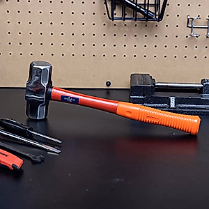 NEIKO 02867A Fiberglass Sledge Hammer 3.3 Pound Heavy-Duty Forged Steel Rubber Grip Handle Mirror Polished Head